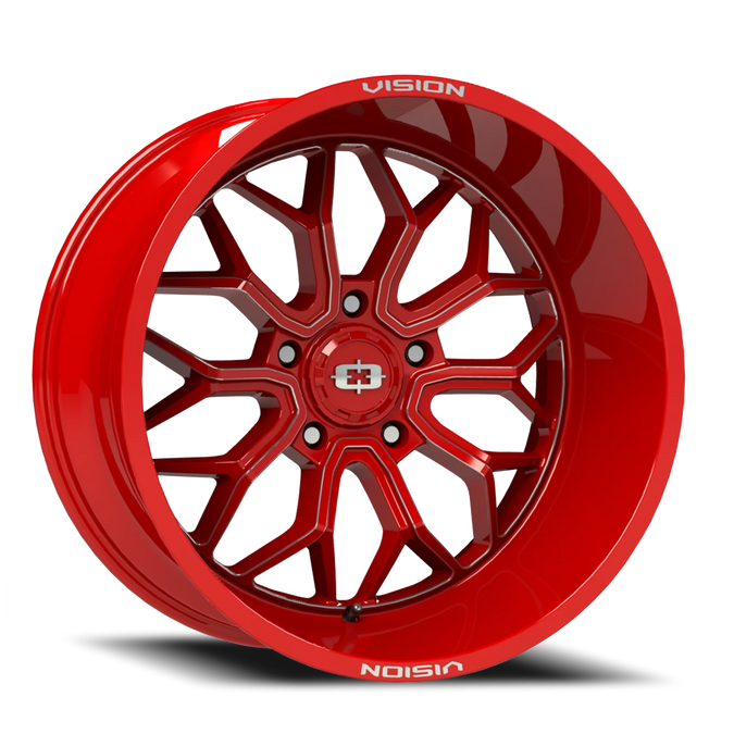22x12 Vision 402 Riot Red Tint Milled Spoke Wheel 5x150 ET-51 CB110.2 ...